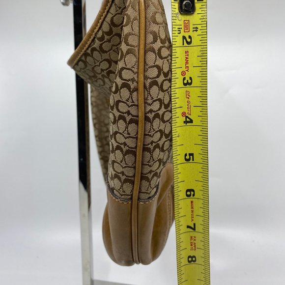 Coach | Bags | Coach M Tan Signature Jacquard Fabric Shoulder Bag ...